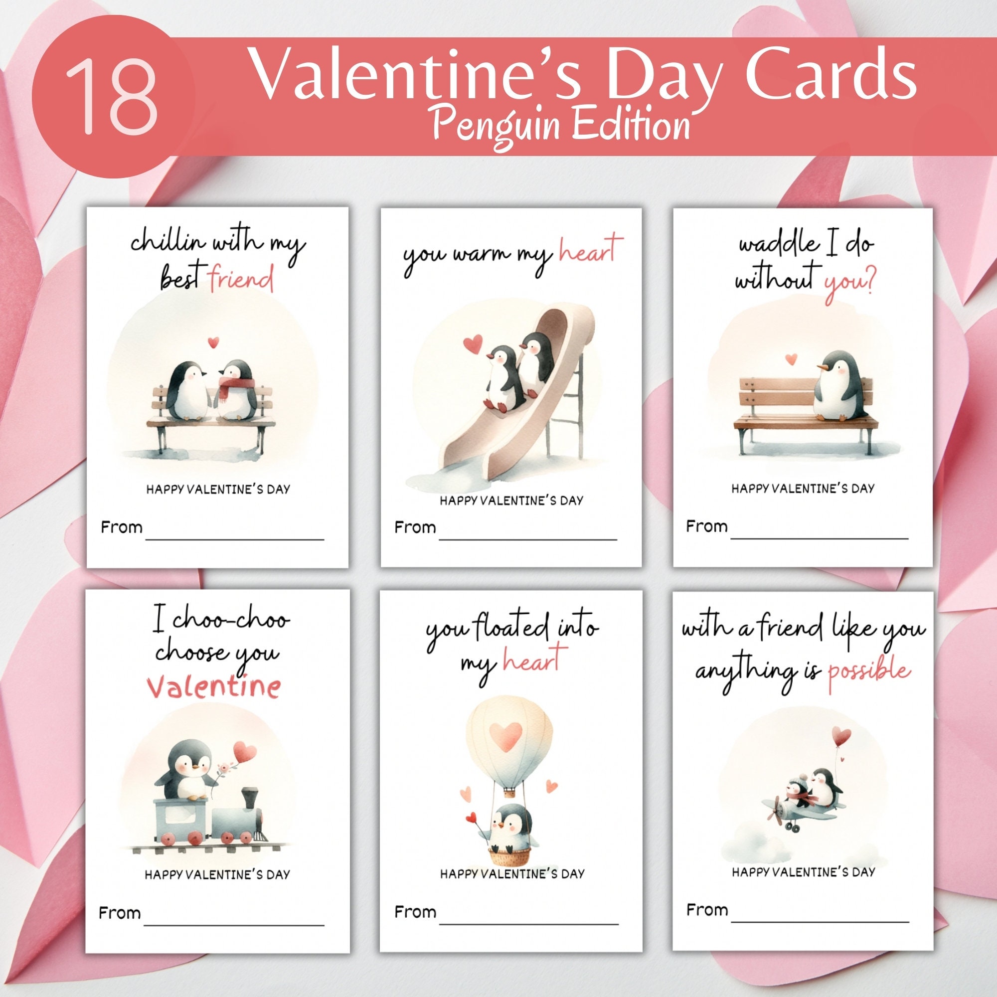 Editable Penguin Valentines Printable Penguin Valentine Charming ...