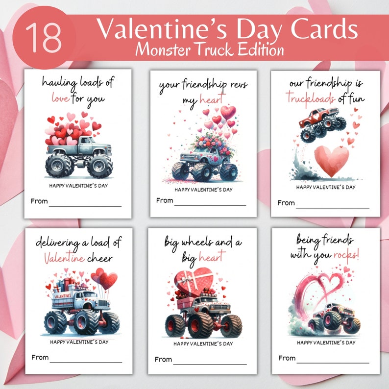 Monster Truck Valentine Editable Monster Truck Valentines Printable ...