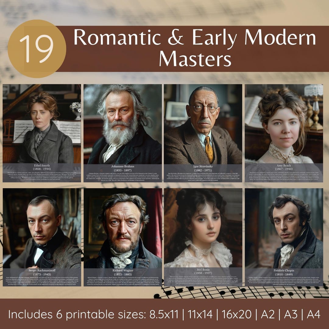 Romantic & Early Modern Composers | Music Teacher Classroom Decor ...