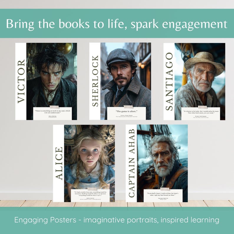 Classic Book Character Classroom Posters, Library Bulletin Board ...