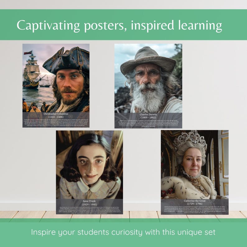 European History Figures Classroom Posters, Social Studies Wall Art ...