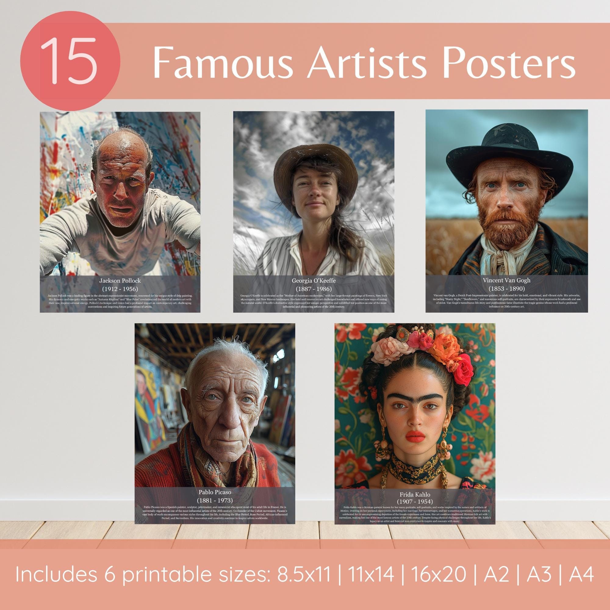 Famous Artists, Art History Classroom Decor Poster Set, Art Classroom ...