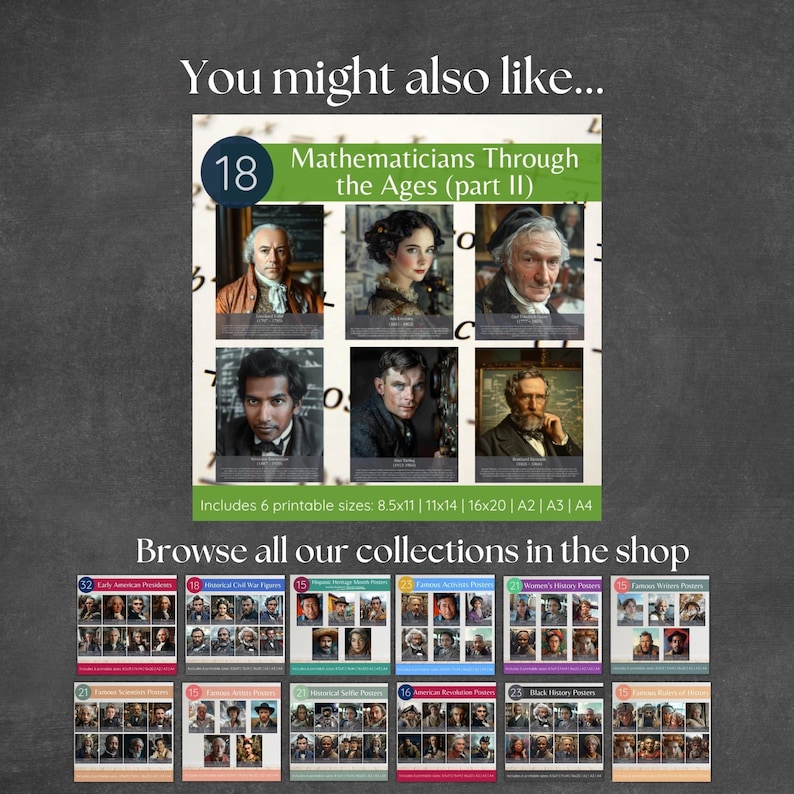 Famous Mathematician Posters, Printable Math Classroom Posters ...