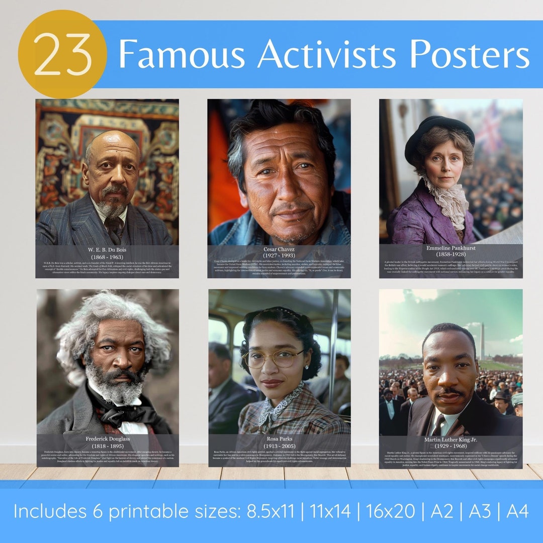 Famous Activists Posters, History Bulletin Board Decorations, Unique ...