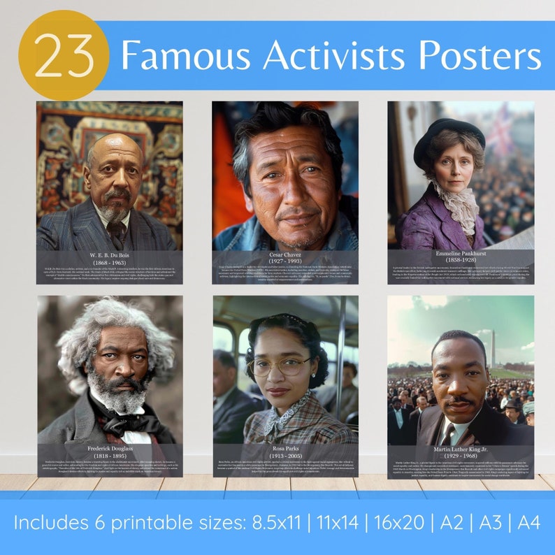 Famous Activists Posters, History Bulletin Board Decorations, Unique ...
