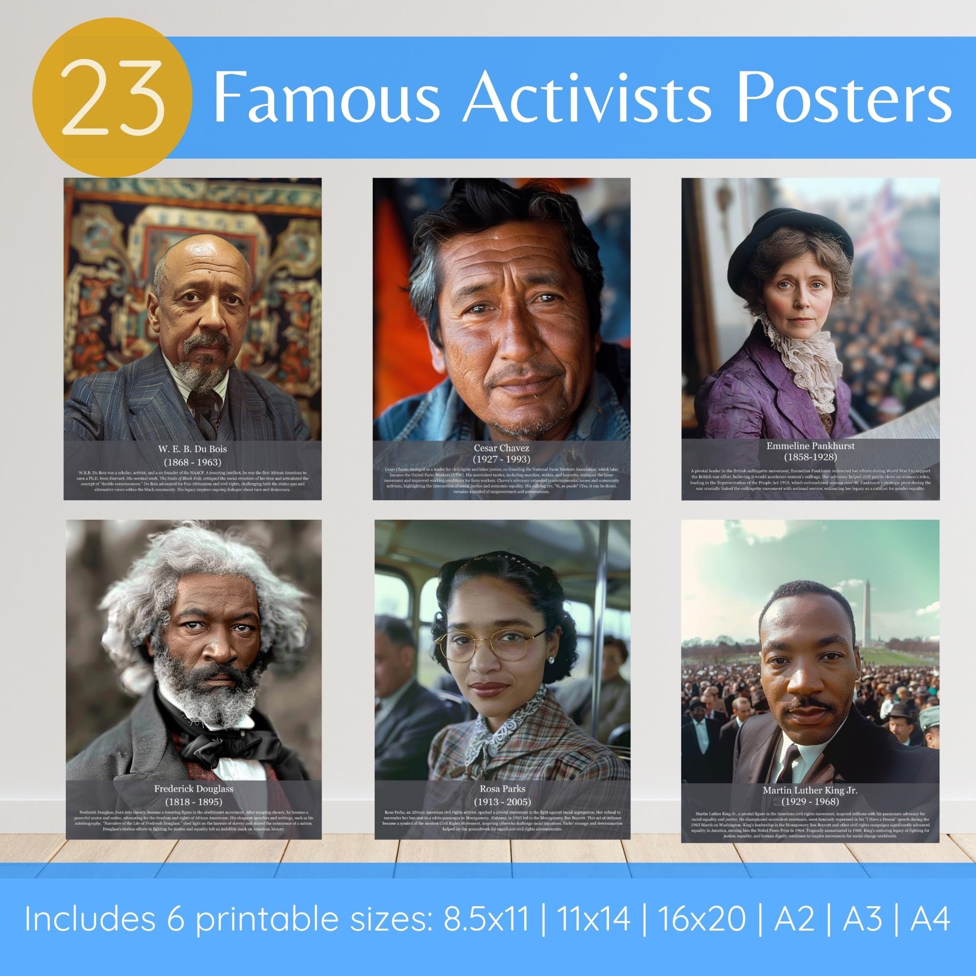 Famous Activists Posters, History Bulletin Board Decorations, Unique ...