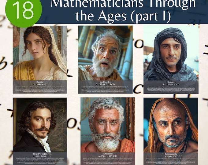Famous Mathematicians Posters (set of 8) Printable, Math Classroom ...