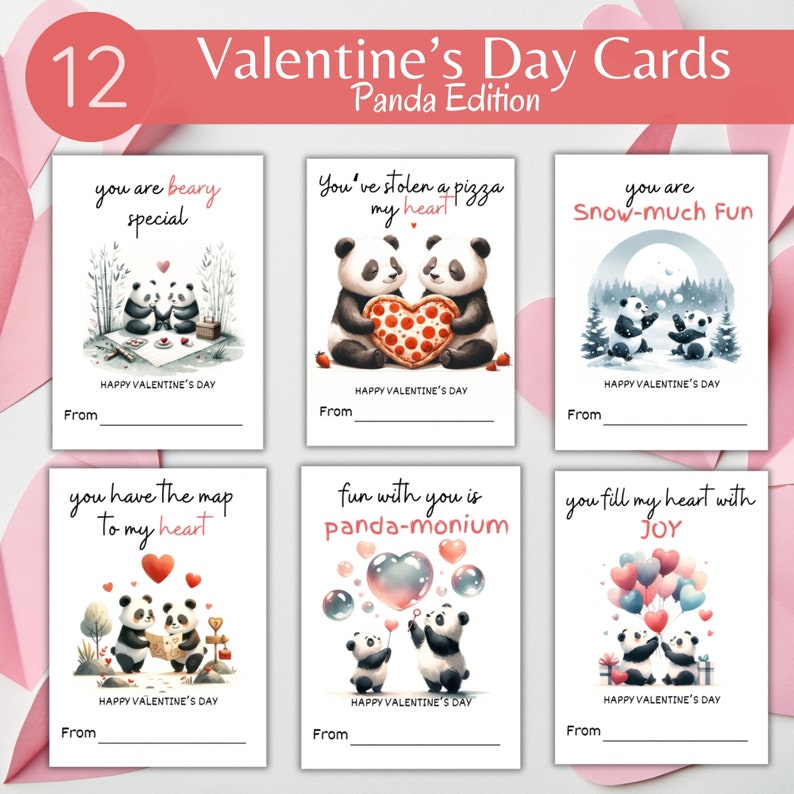 Editable Panda Valentines Unicorn Panda Printable Panda Valentines ...