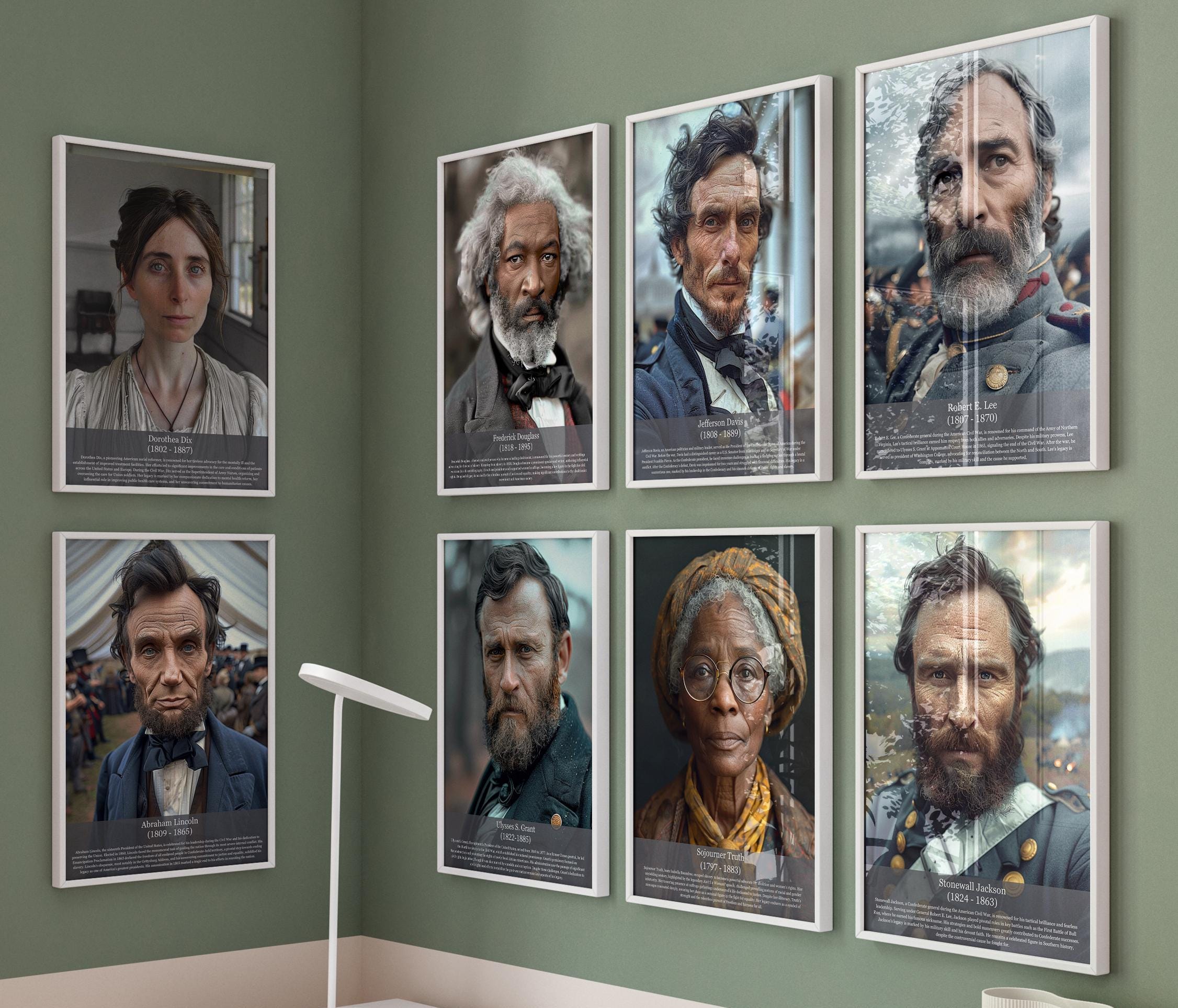 Civil War Figures Posters, US History Classroom Decor Poster Set ...