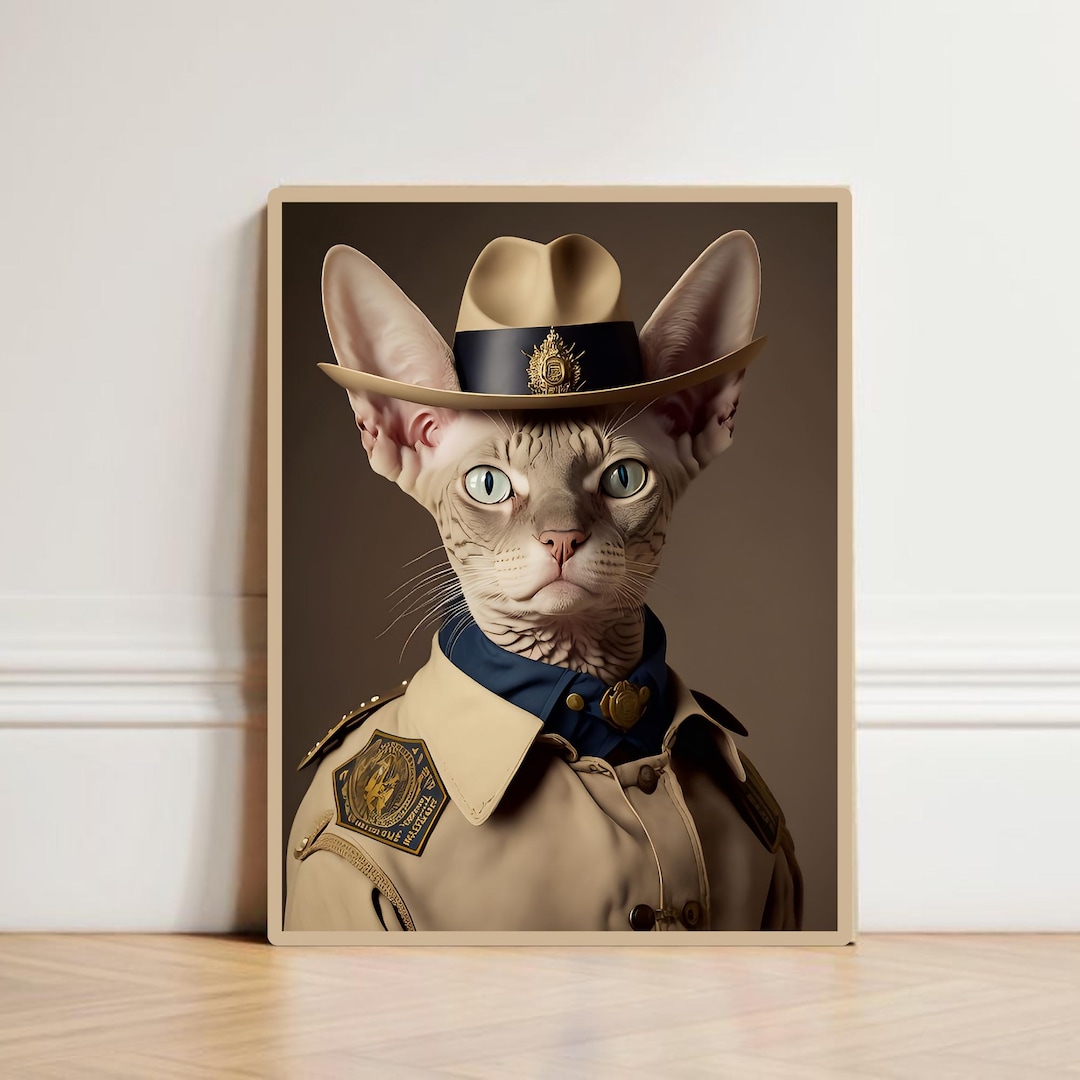 Sheriff Sphynx Cat Poster – Cool Cat in Cowboy Hat – Western Style Art ...