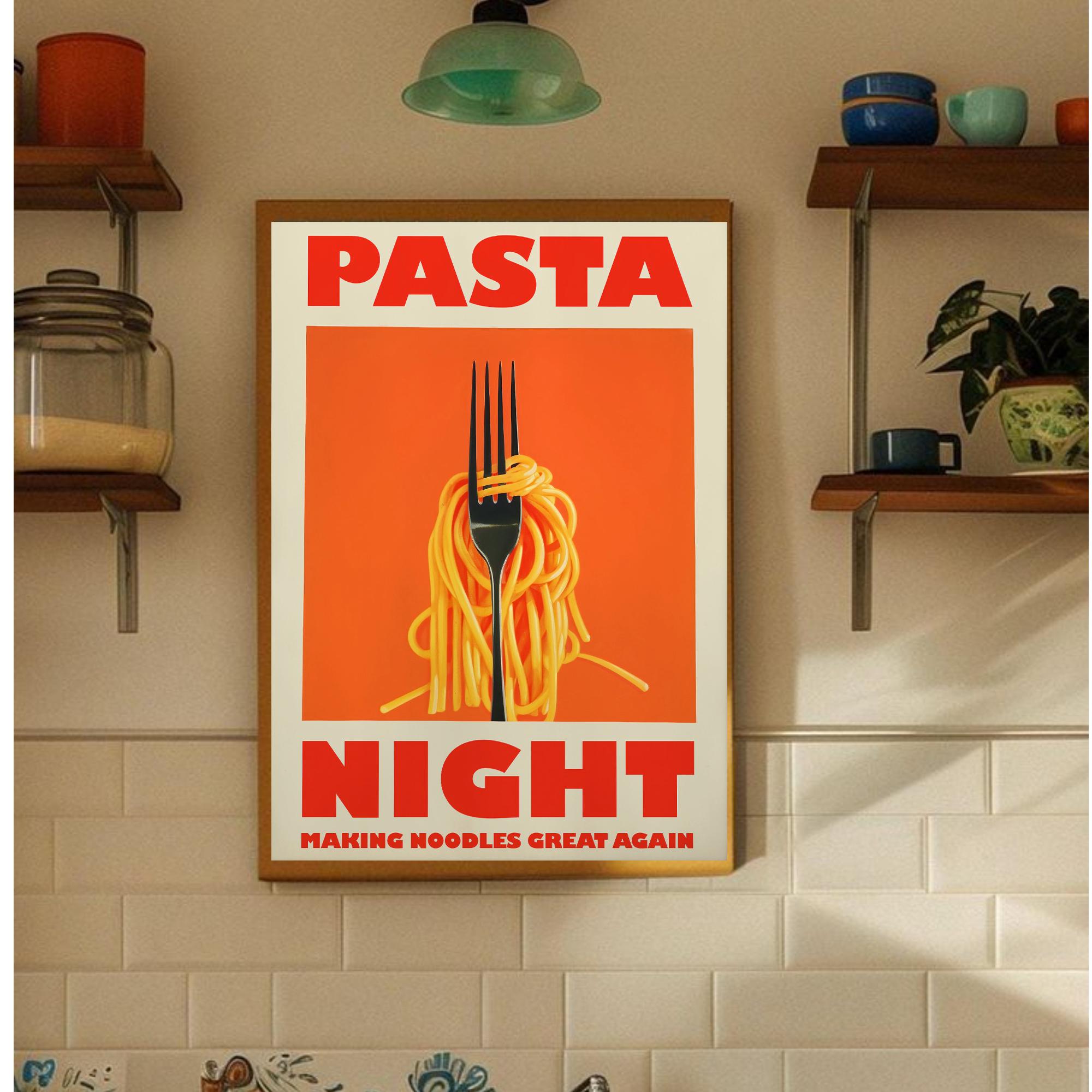 Funny Printable Kitchen Wall Art | Digital Food Poster Pasta Night - Etsy