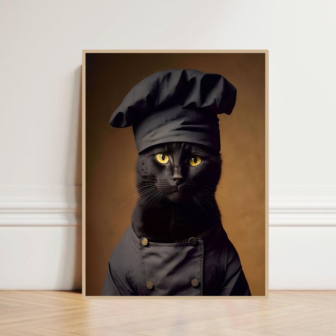 Black Cat Chef Poster – Unique Culinary Feline Art for Kitchen Decor - Etsy