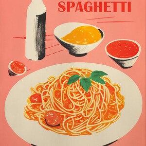 Funny Printable Kitchen Wall Art | Digital Food Poster Spaghetti - Etsy