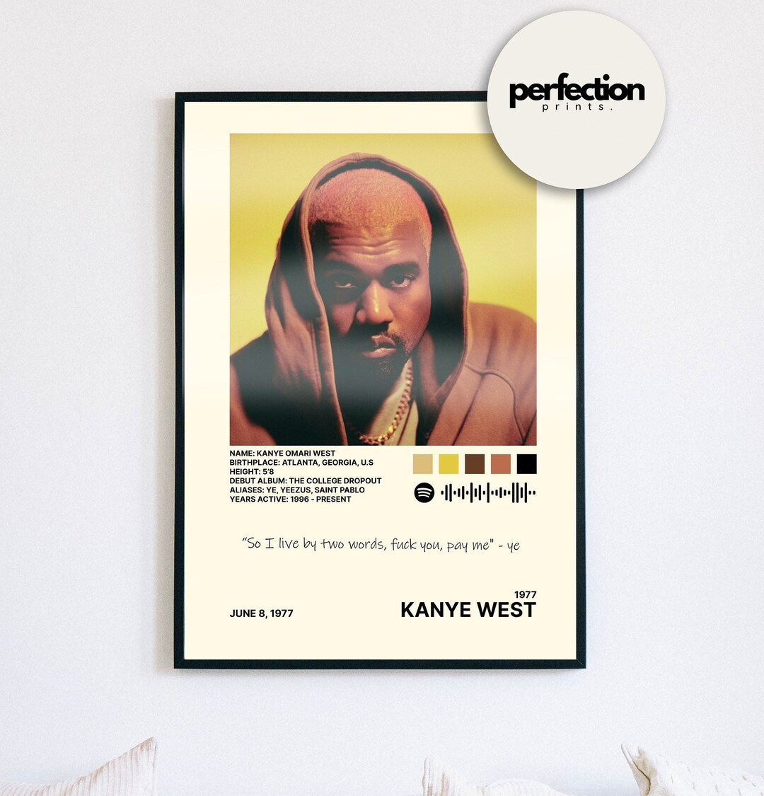 Kanye West Minimalist Collectible Print, Premium Matte Poster, Pop ...
