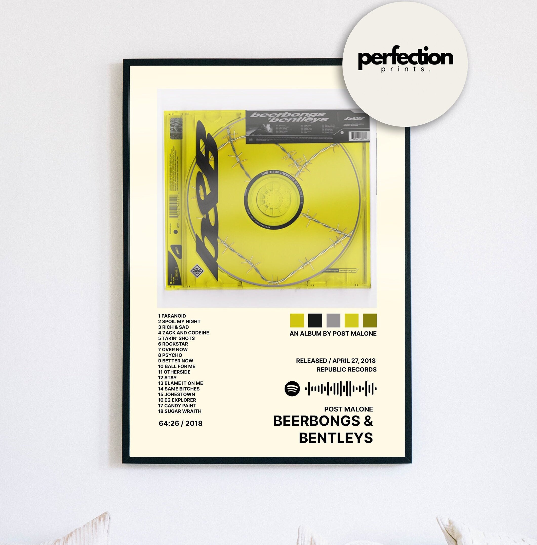 Beerbongs And Bentleys Album Poster Post Malone Music Wall Decor 7191