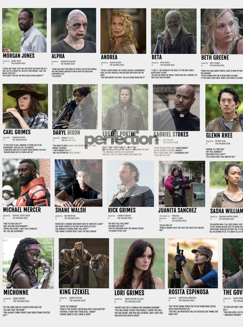 The Walking Dead Poster Prints Character Set of 48, Zombie TV Show ...