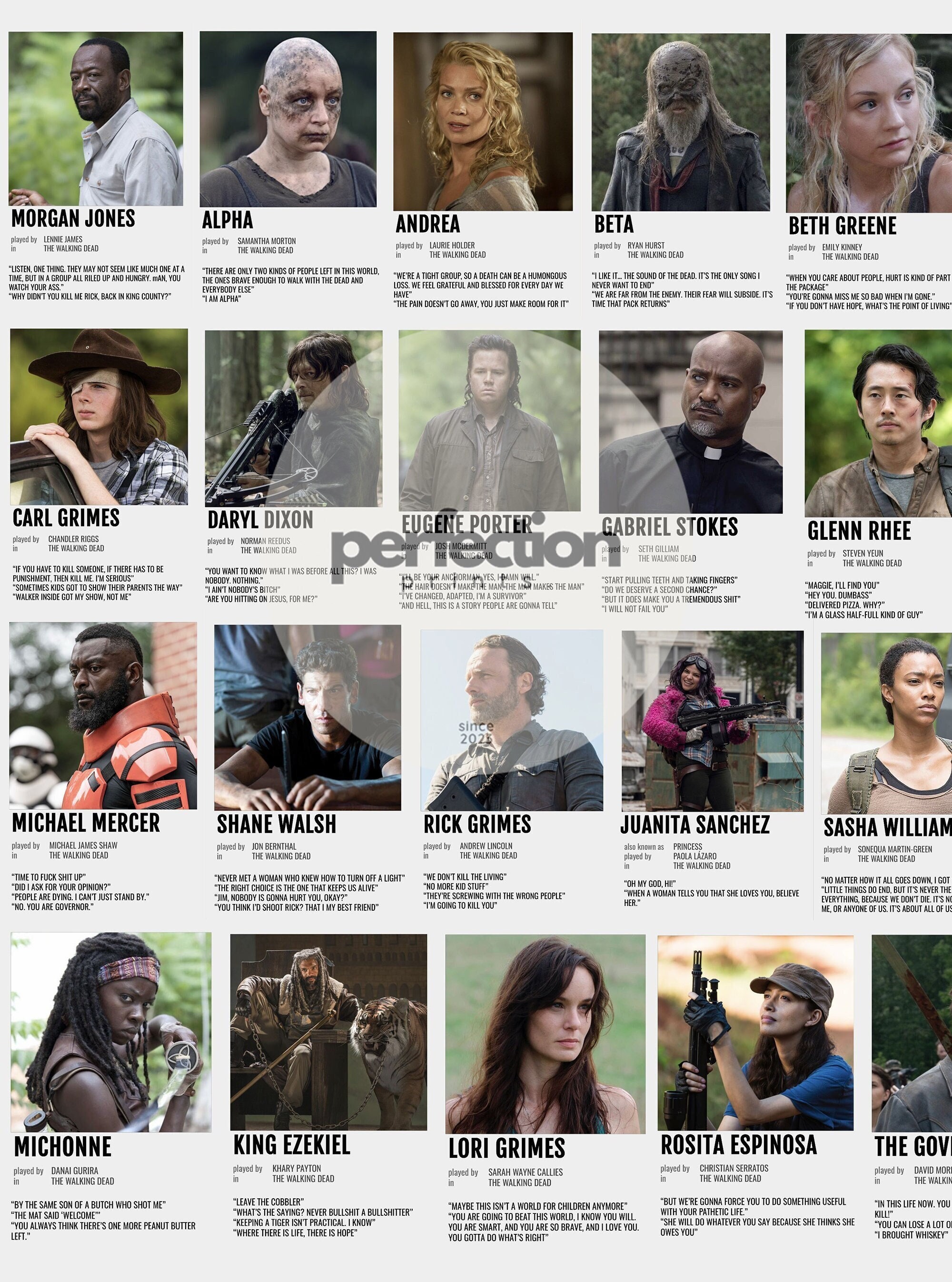 The Walking Dead Poster Prints Character Set of 48, Zombie TV Show ...