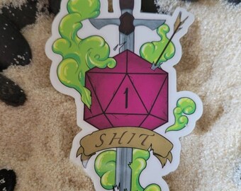 Natural 1 D20 Sticker Nat 1 Sticker D&D Sticker TTRPG Sticker and I Oop ...
