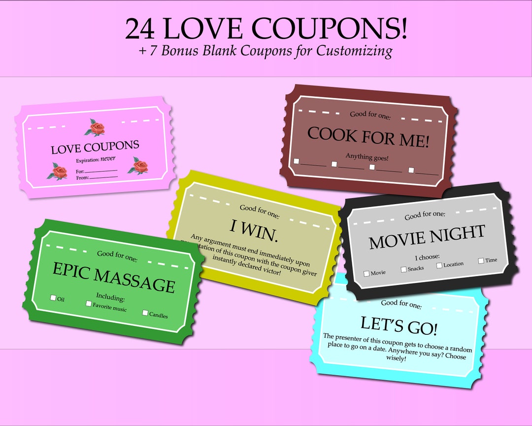 Love Coupons Download Printables for Couples Relationship Dating Gifts ...