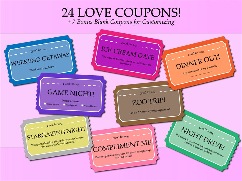 Love Coupons Download Printables for Couples Relationship Dating Gifts ...