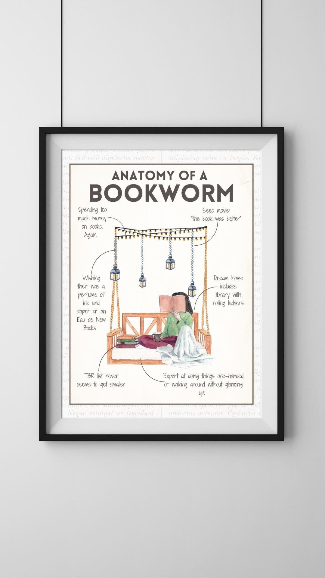 DIGITAL PRINT - Anatomy of a Bookworm Print - Library - Bookish Print ...
