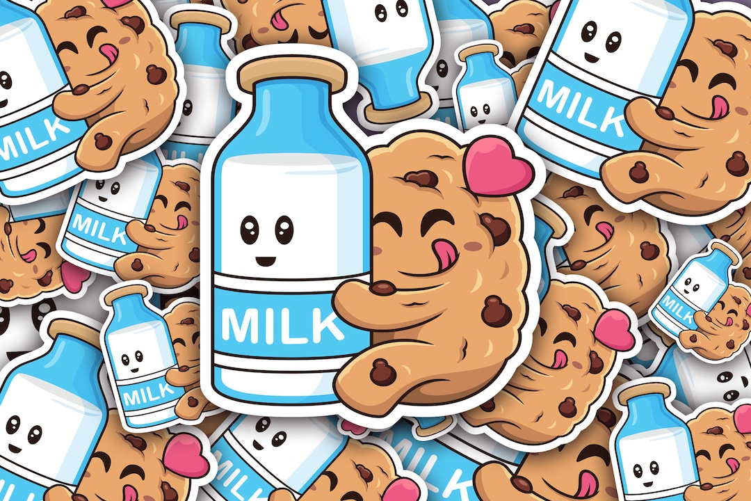 Cookie and Milk Sticker Die Cut Waterproof Decal Laptop Sticker Gift ...