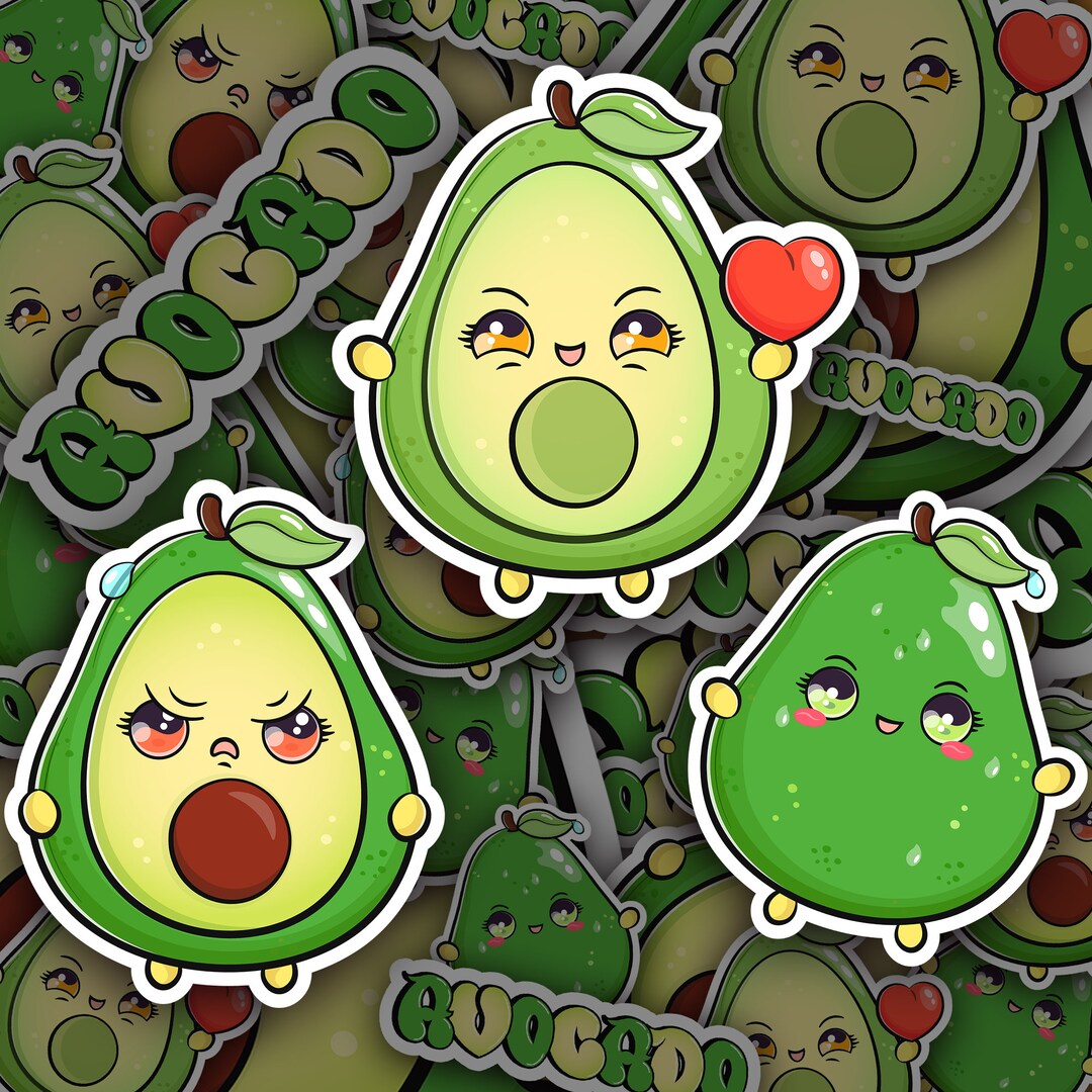 Avacado Emoji Stickers Pk 10pc Die Cut Waterproof Decal Laptop Sticker ...