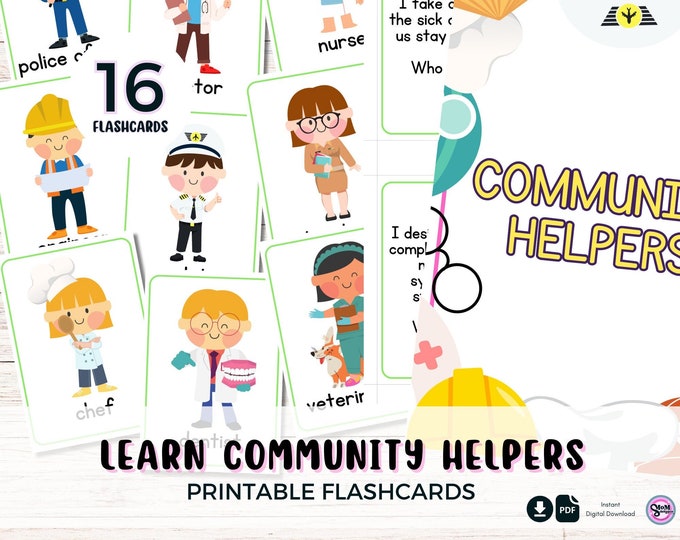 Community Helpers, Jobs Poster, Educational Flashcards, Educational ...