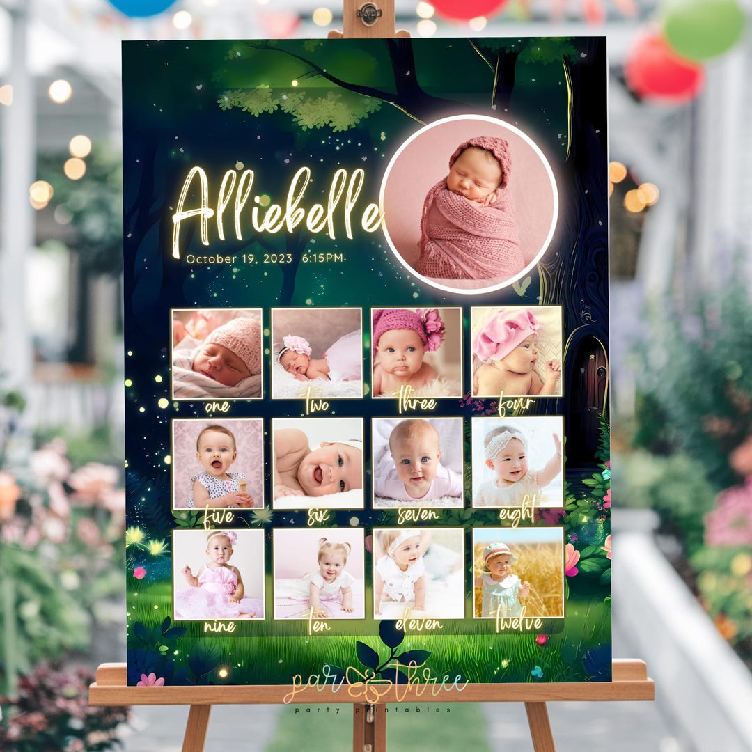 Enchanted Forest Party Birthday Milestone Photo Welcome Sign Board ...