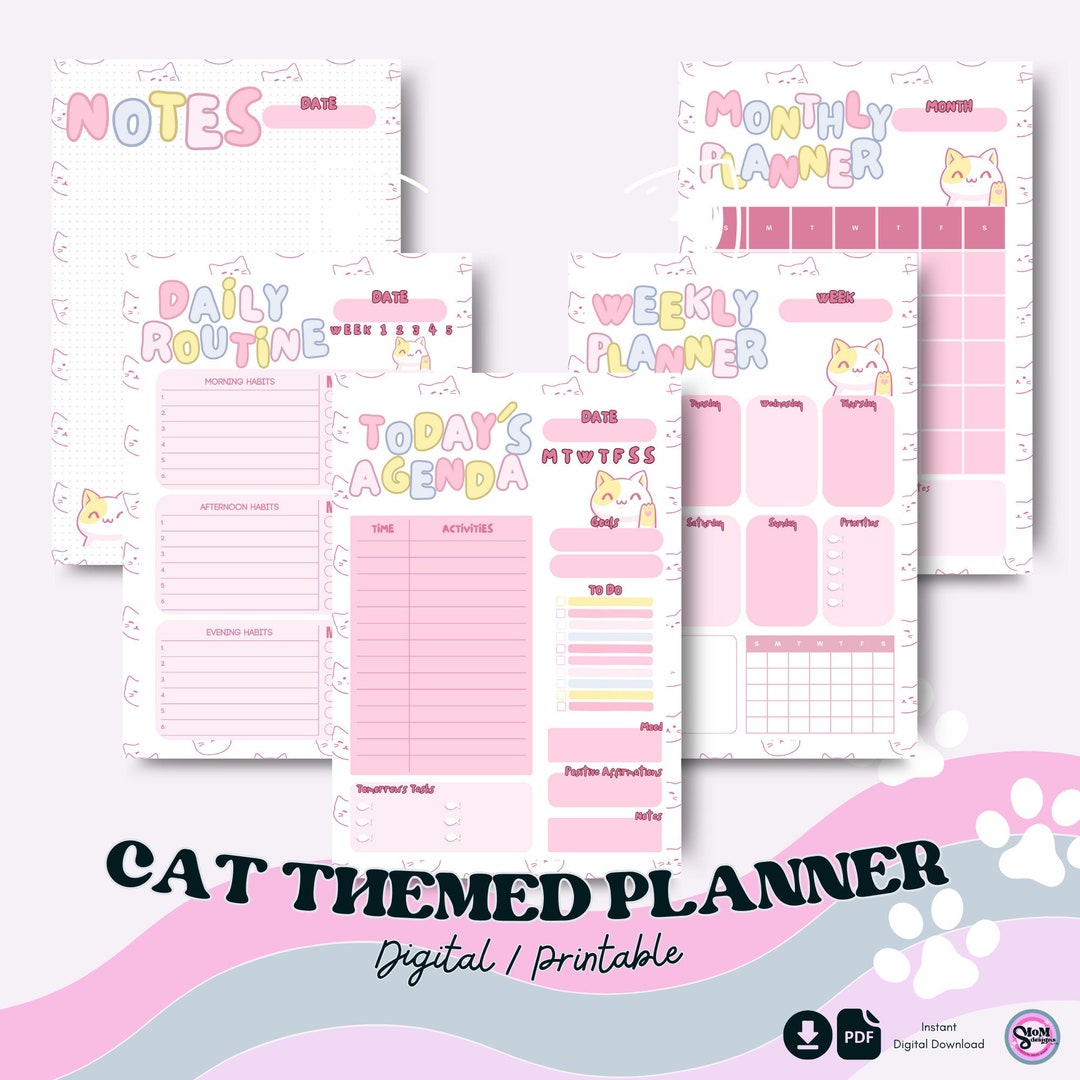 Cat Planner, Printable Planner, Printable Planner Pages, Animal Planner ...