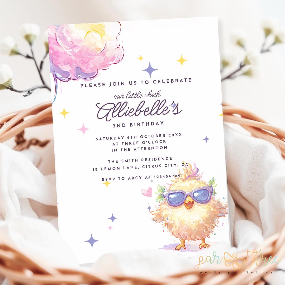 Editable Chicken Birthday Party Invite | This Chick is Turning One ...