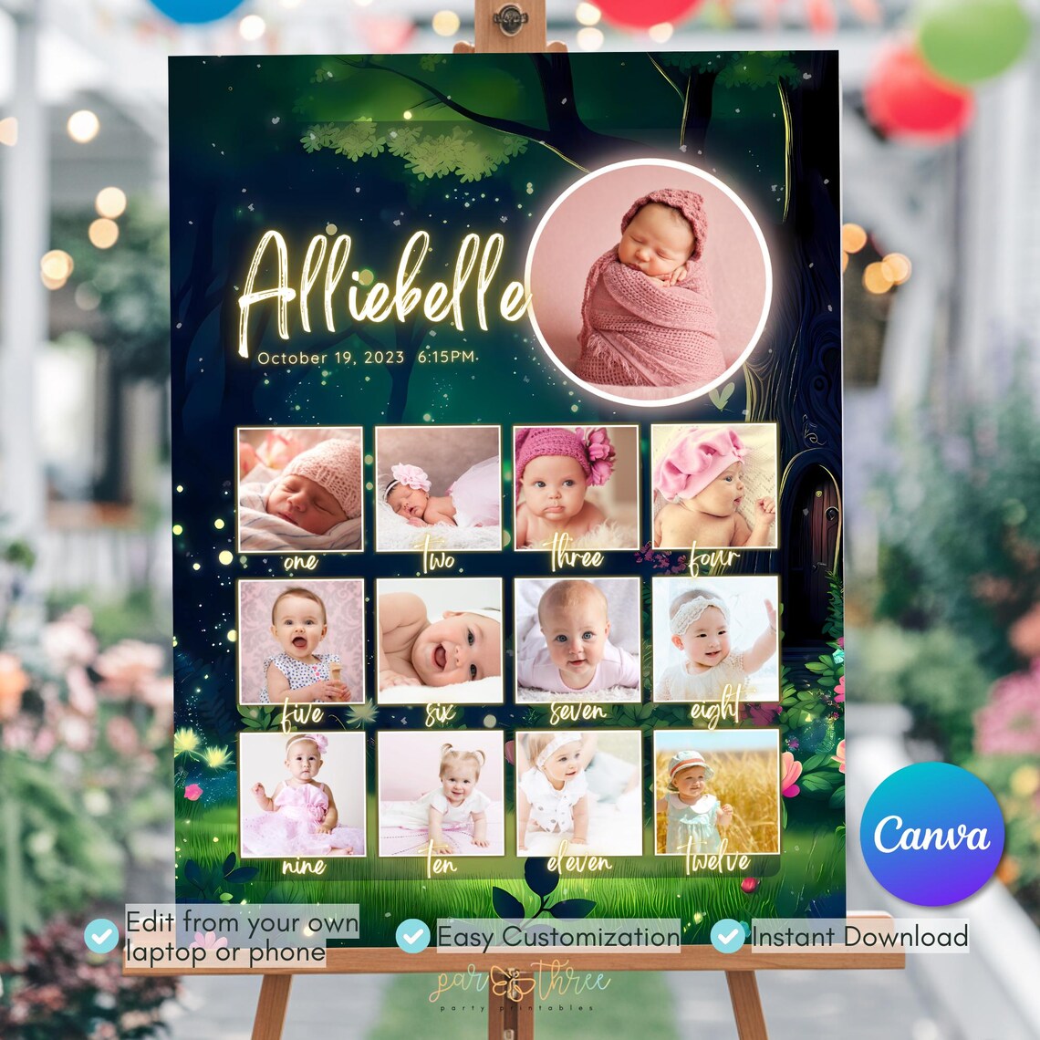 Enchanted Forest Party Birthday Milestone Photo Welcome Sign Board ...
