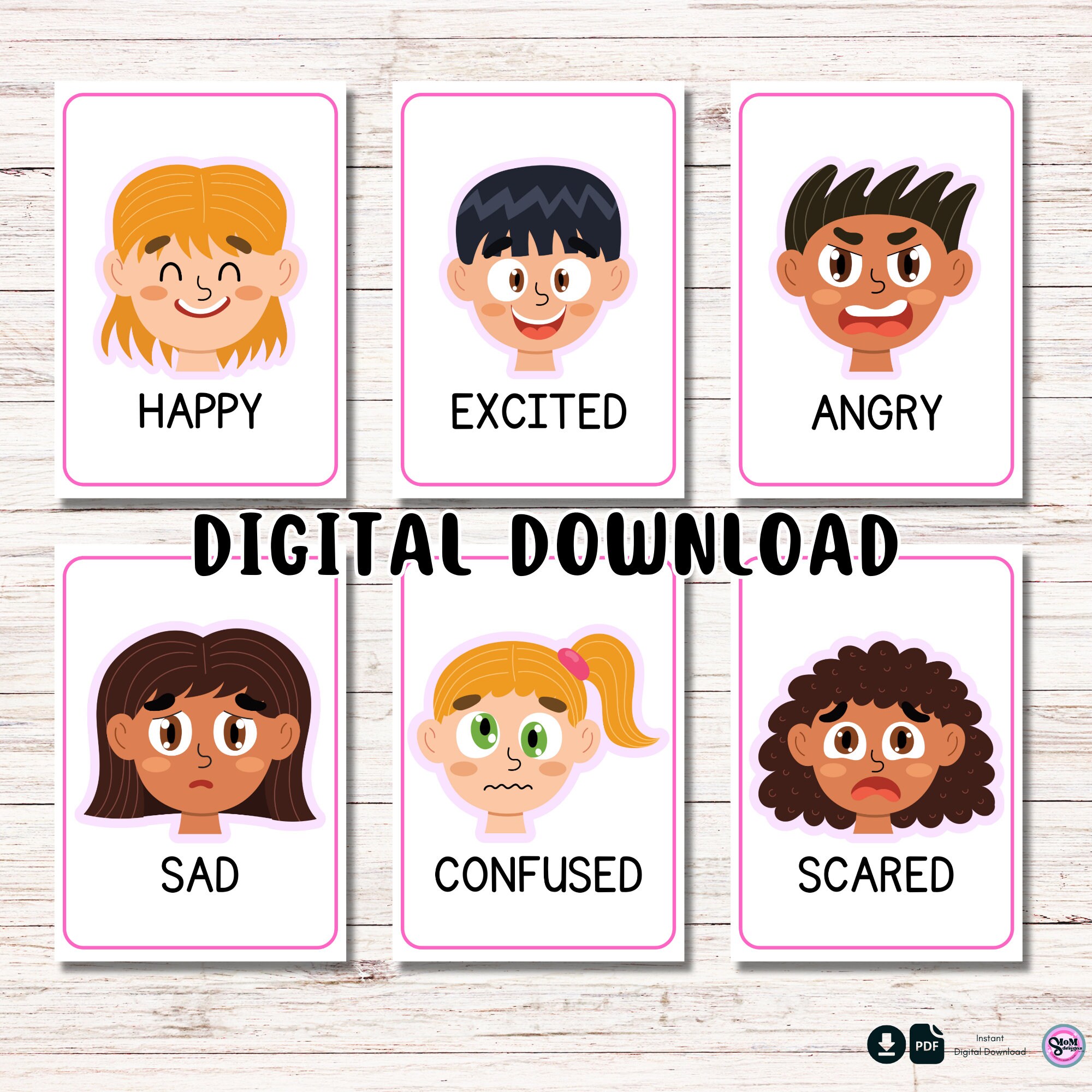 Printable Emotions Flashcards and Poster Calm Down Corner, Classroom ...