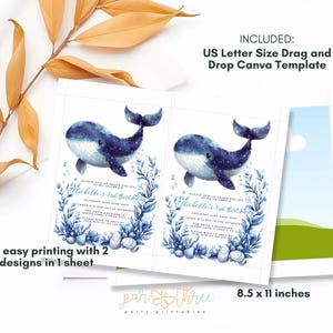 Under the Sea Birthday Invitation | Whale Ocean Theme Party Invite ...