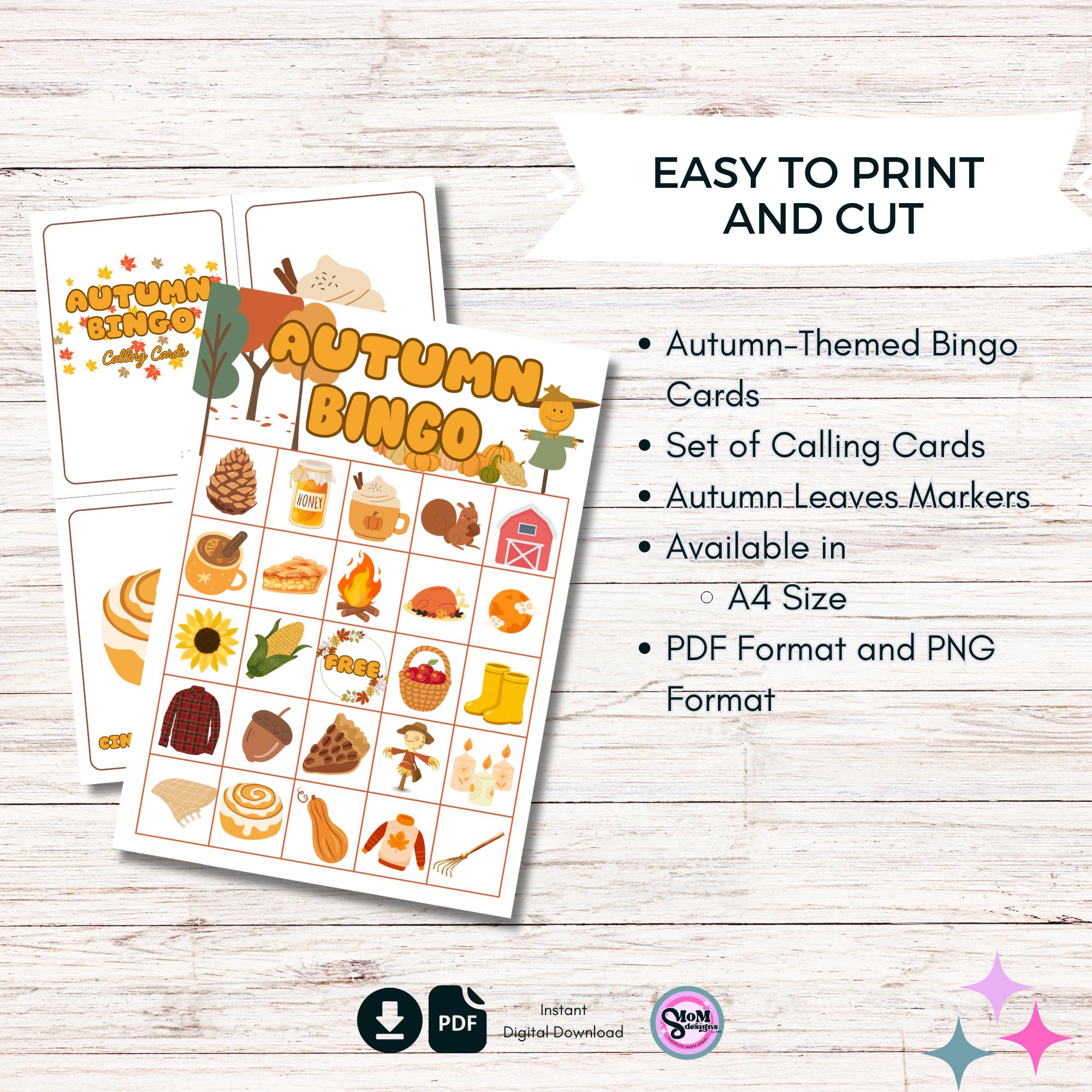 Bingo Games, Autumn Game, Printable Activity for Kids, Autumn ...