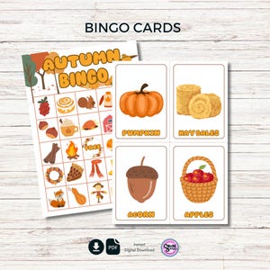 Bingo Games, Autumn Game, Printable Activity for Kids, Autumn ...