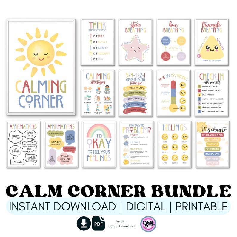 Calm Down Corner Emotions Chart Classroom Decor Coping Skill, Feelings ...
