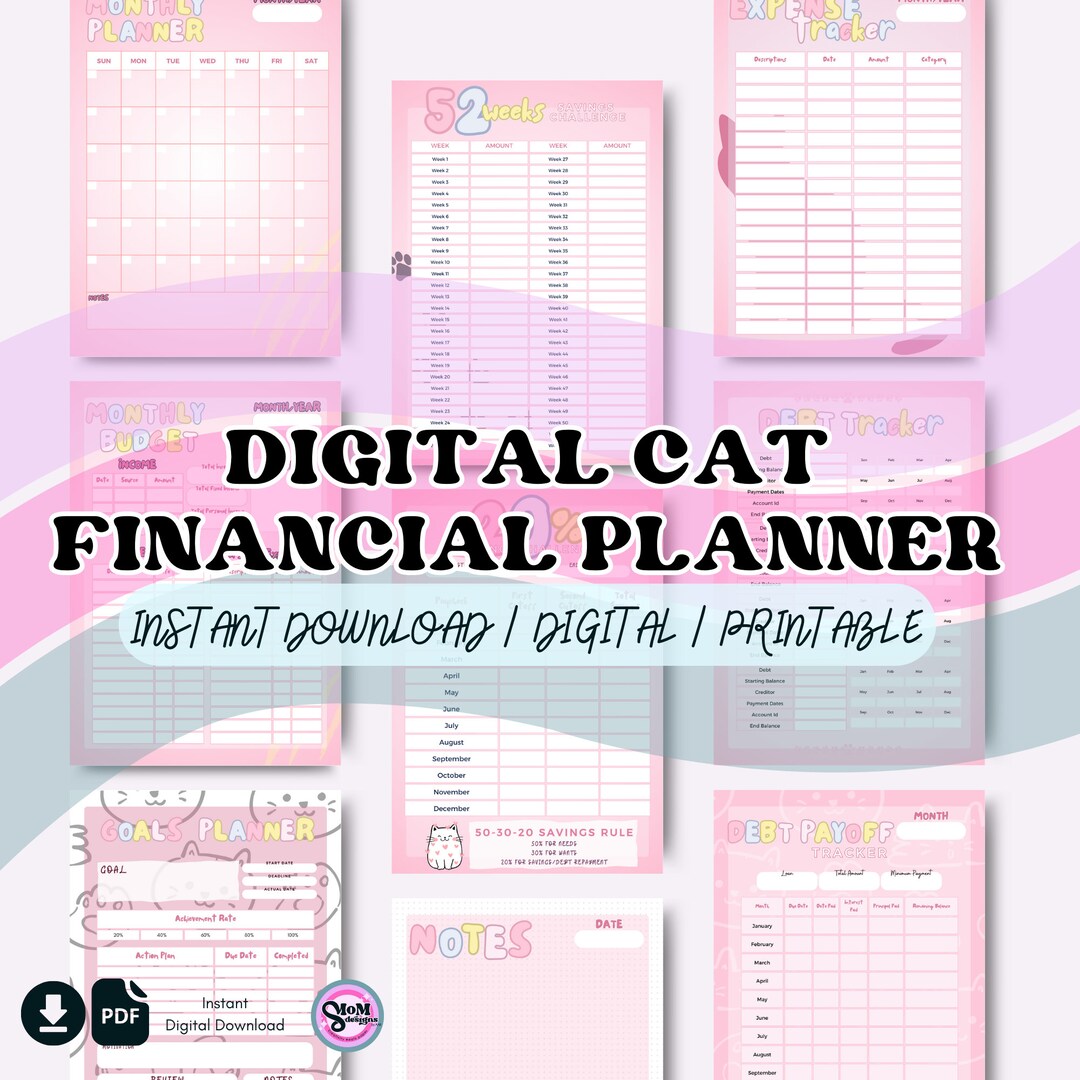 Cat Planner Printable, Budget Tracker, Debt Tracker, Finance Tracker ...
