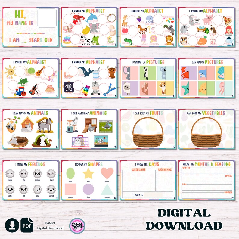 Printable Busy Book Toddler Learning Binder Preschool Educational Busy ...