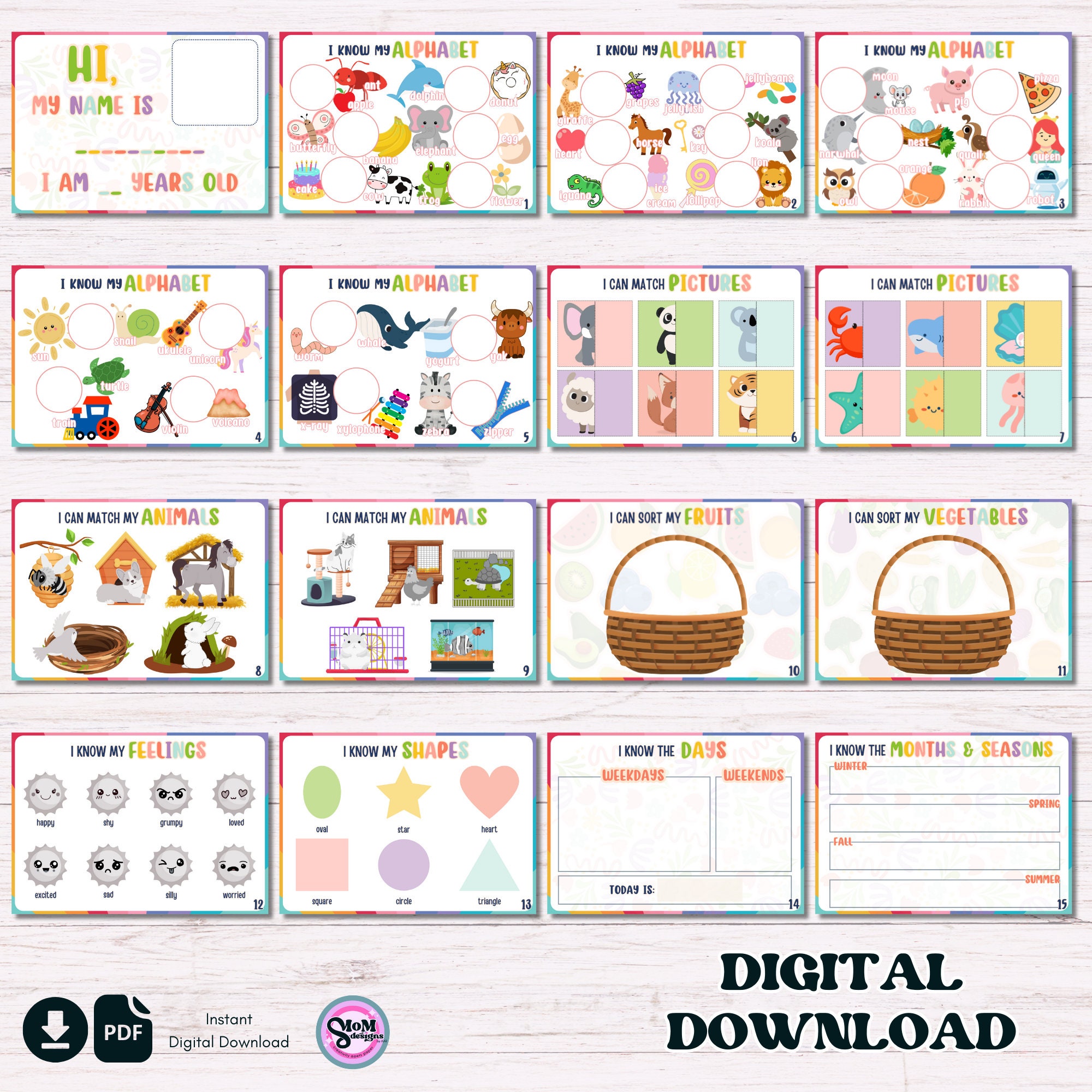 Printable Busy Book Toddler Learning Binder Preschool Educational Busy ...