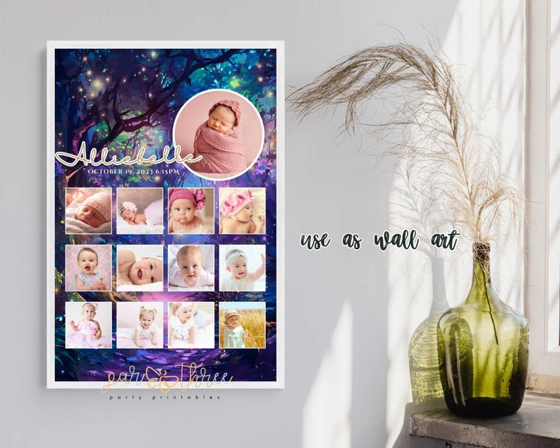 Editable Enchanted Forest Photo Milestone Board Decor | Fairy First ...