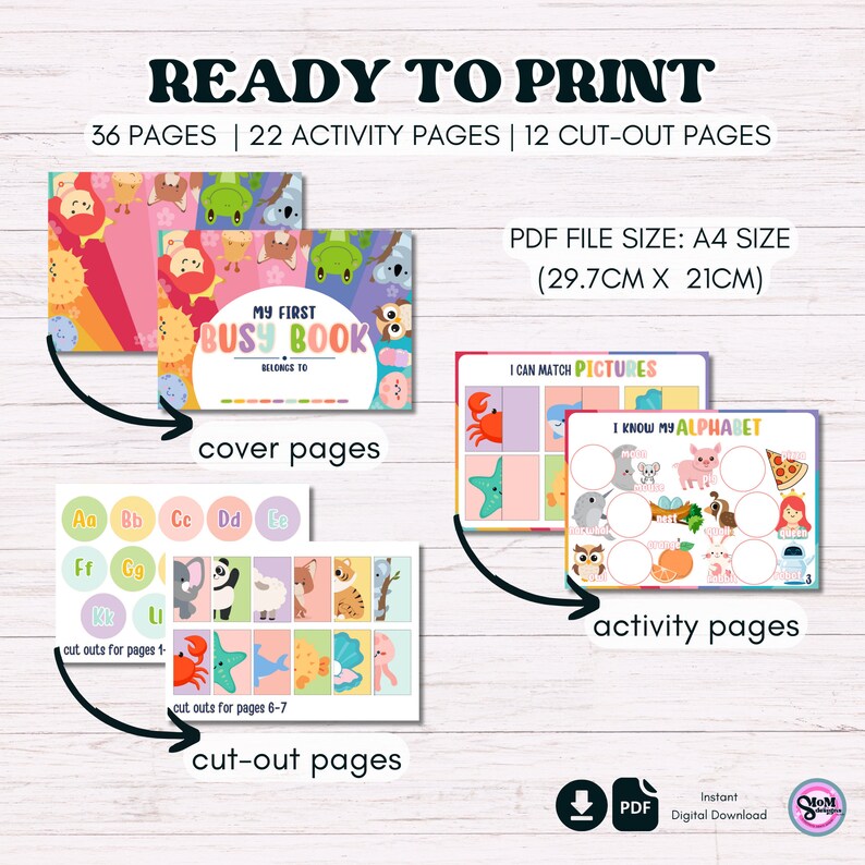 Printable Busy Book Toddler Learning Binder Preschool Educational Busy ...