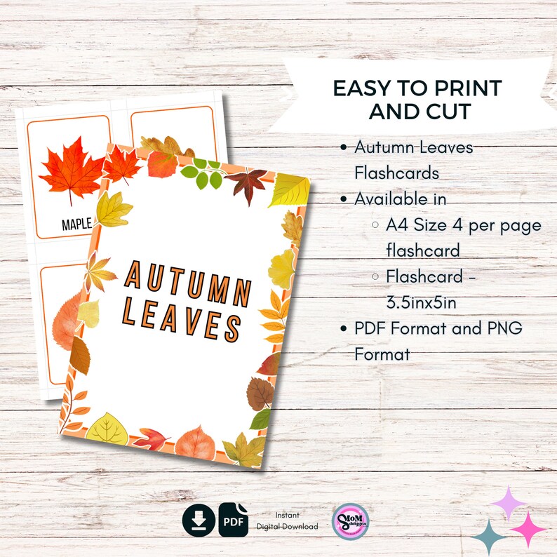 Autumn Leaves Learning Flashcards Fall Printable, Montessori ...