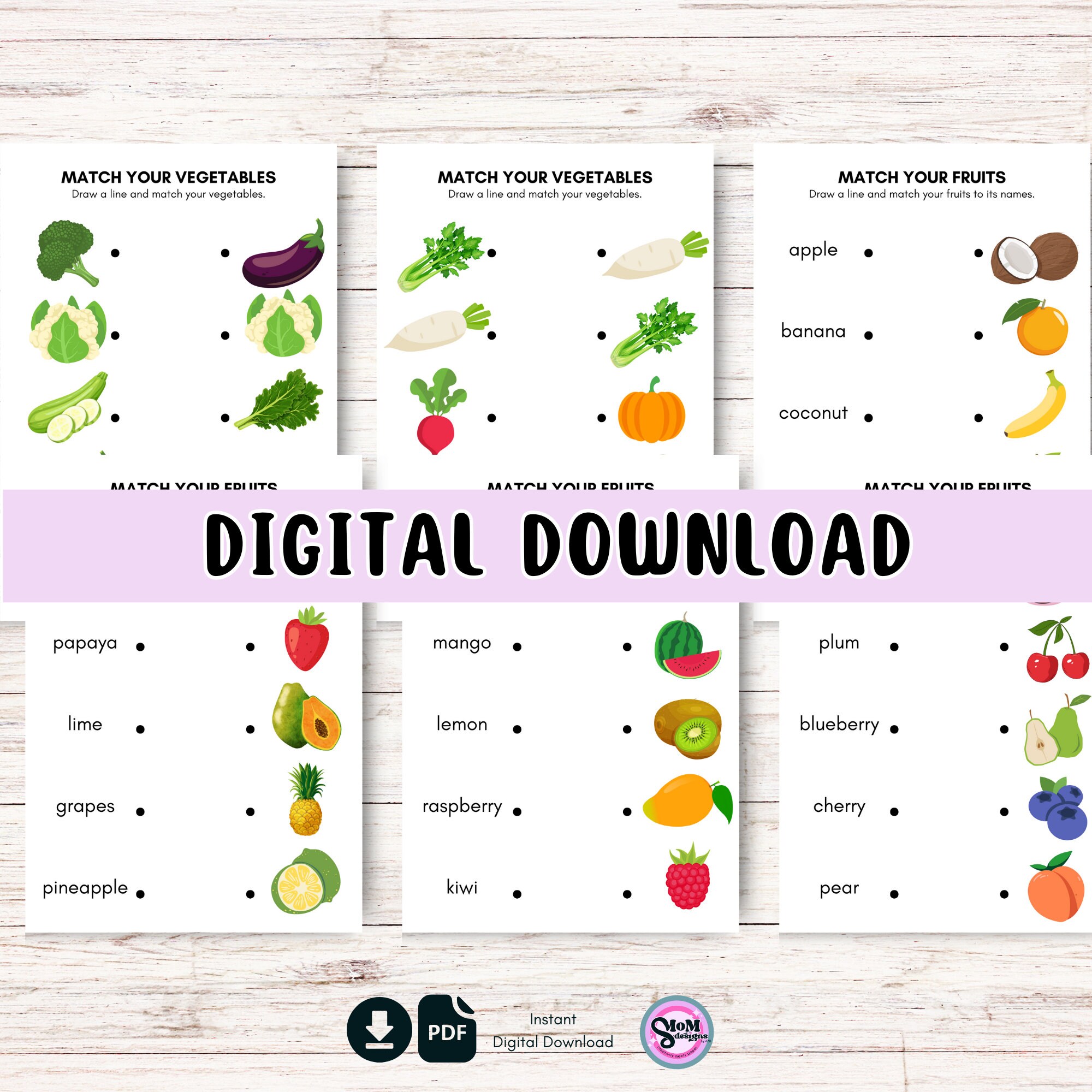 Fruits Vegetables Matching Game for Toddler, Learn Fruits Preschool ...