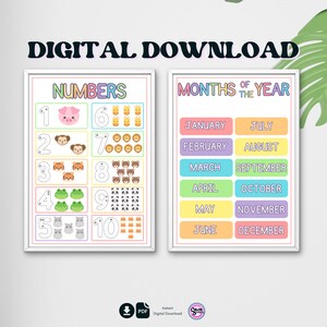 Set of 6 Colorful Educational Posters, Alphabet Printable, Classroom ...