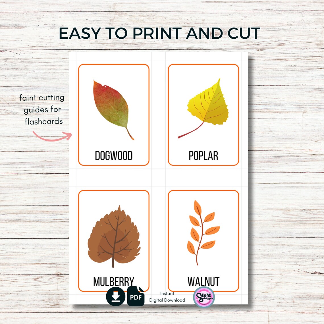 Autumn Leaves Learning Flashcards Fall Printable, Montessori ...