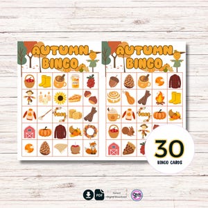 Bingo Games, Autumn Game, Printable Activity for Kids, Autumn ...