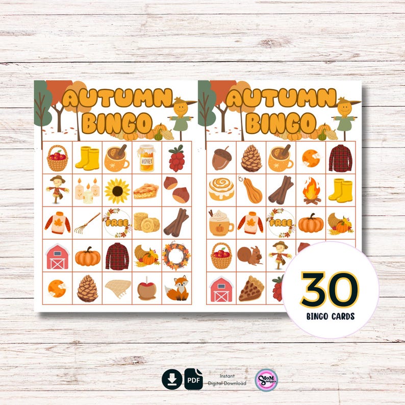 Bingo Games, Autumn Game, Printable Activity for Kids, Autumn ...
