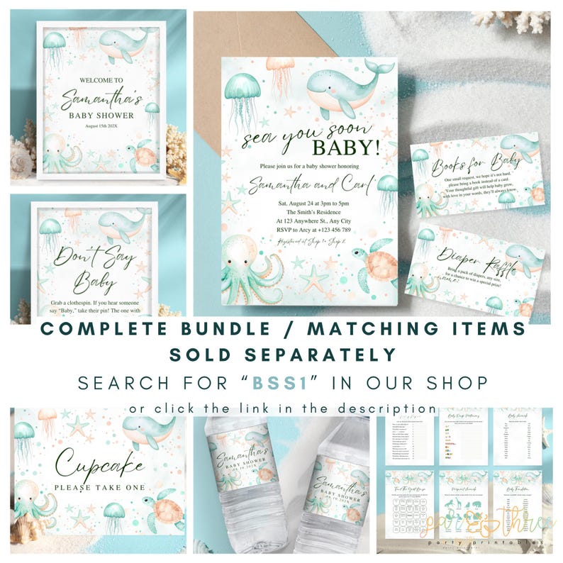 Editable Sea You Soon Baby Shower Table Signs, Under the Sea Theme ...