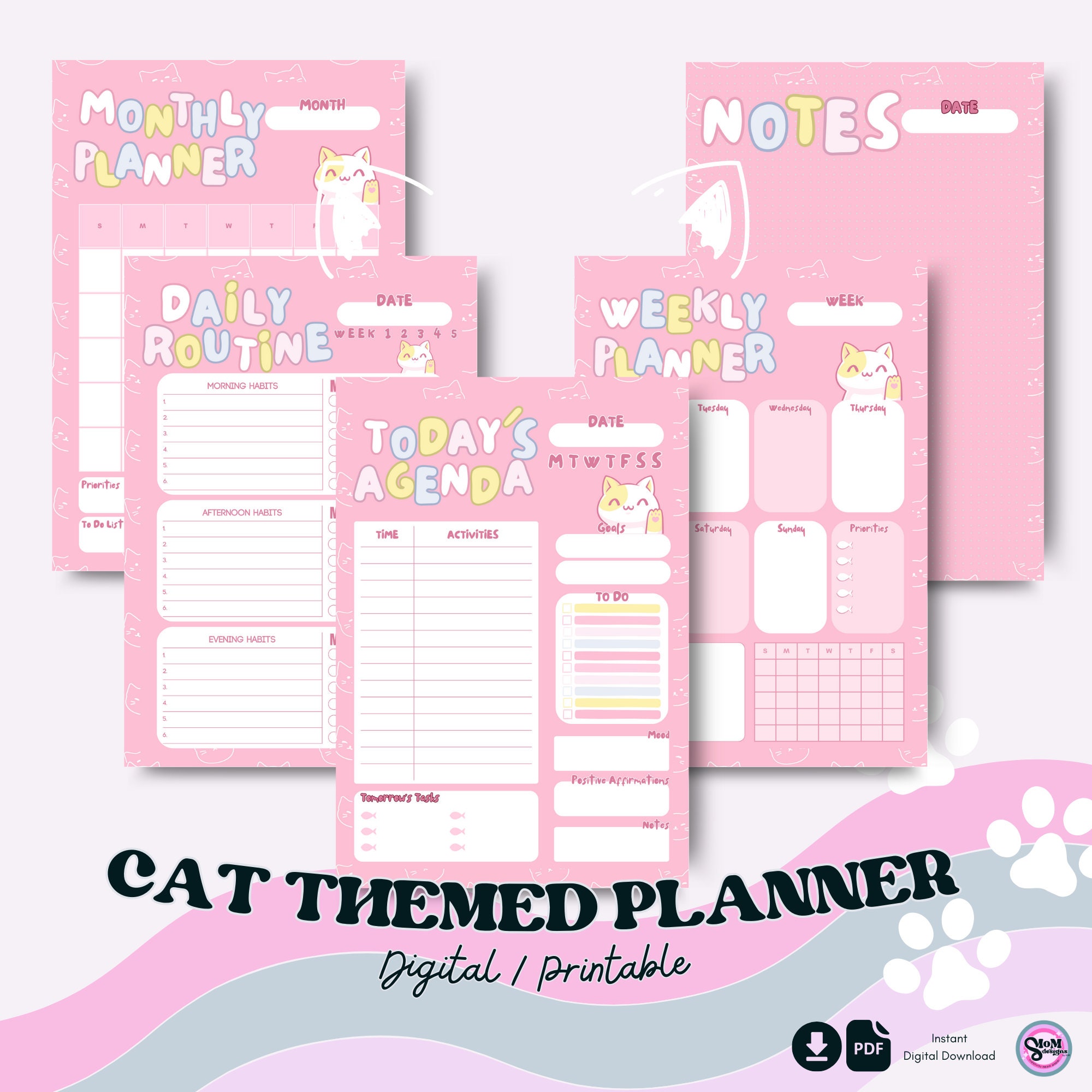 Cat Planner, Printable Planner, Printable Planner Pages, Animal Planner ...